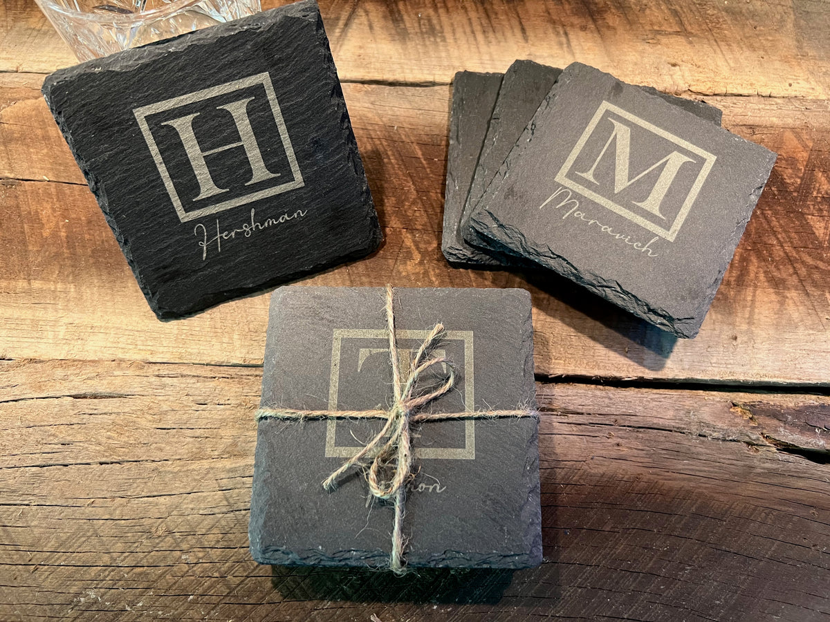 Monogram Slate Coasters - Set of 4 – Designs by Amanda Deutsch